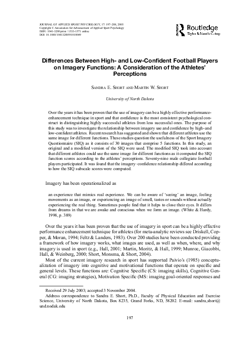 (PDF) Differences Between High- and Low-Confident Football Players on ...