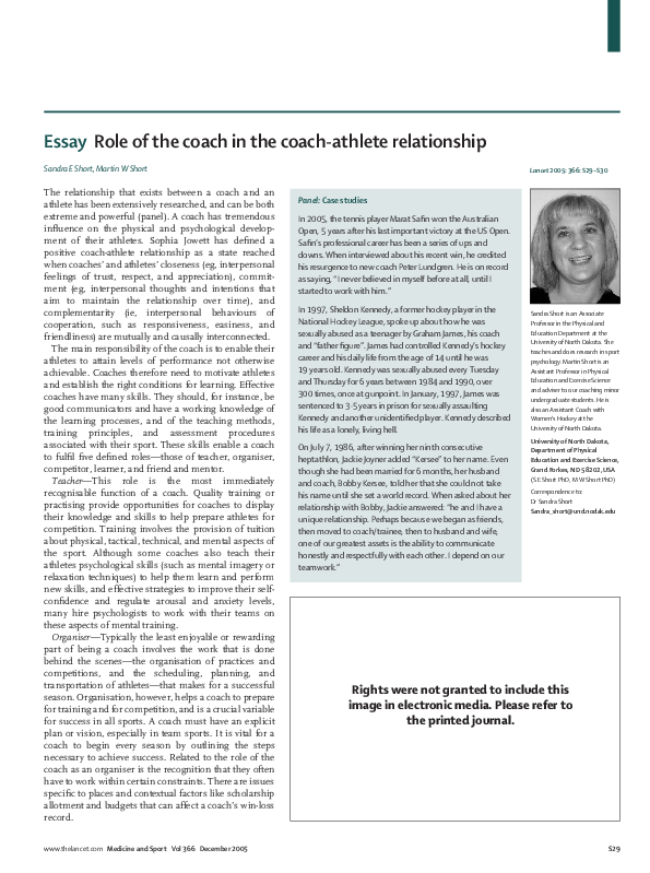 (PDF) Essay: Role of the coach in the coach-athlete relationship