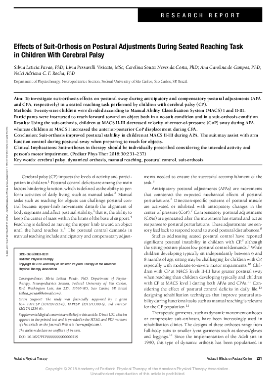 (PDF) Effects of Suit-Orthosis on Postural Adjustments During Seated ...