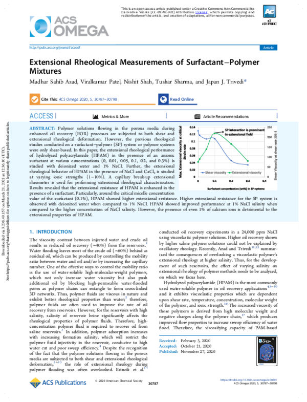 (PDF) Extensional Rheological Measurements of Surfactant–Polymer ...