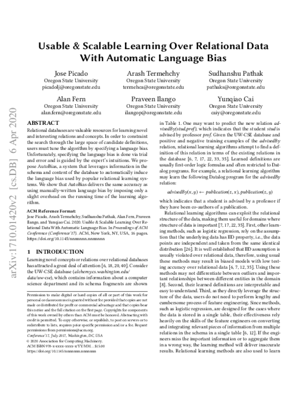(PDF) Usable Scalable Learning Over Relational Data With Automatic Language Bias