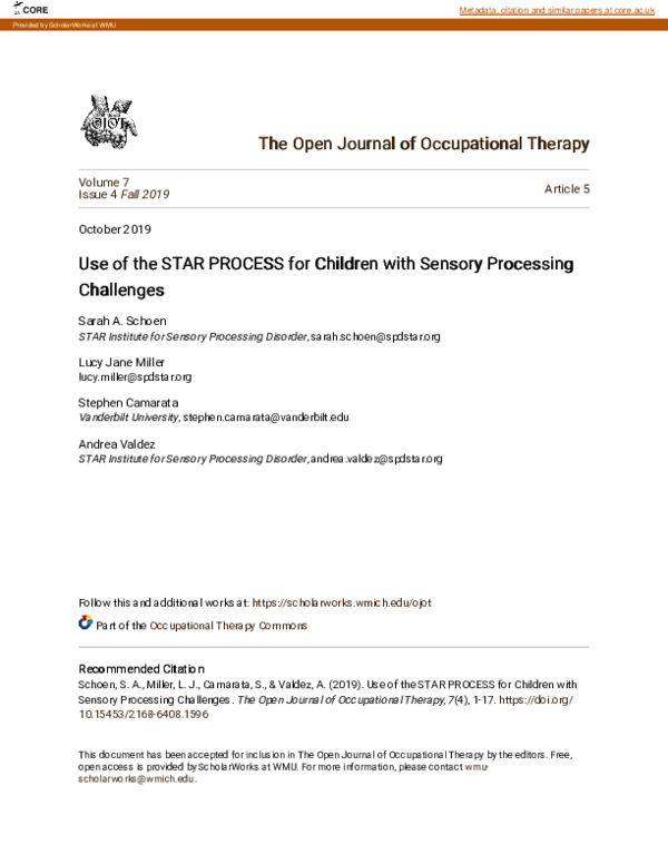 (PDF) Use of the STAR PROCESS for Children with Sensory Processing ...