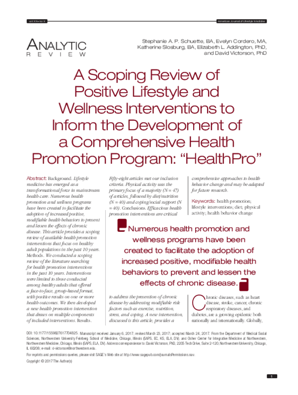 (PDF) A Scoping Review of Positive Lifestyle and Wellness Interventions ...