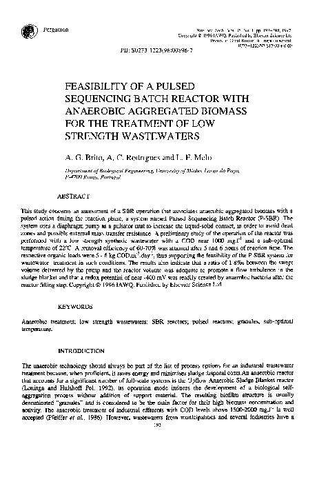 (PDF) Feasibility of a pulsed sequencing batch reactor with anaerobic ...
