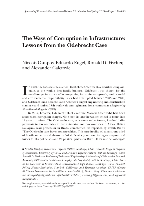 (PDF) The Ways of Corruption in Infrastructure: Lessons from the ...