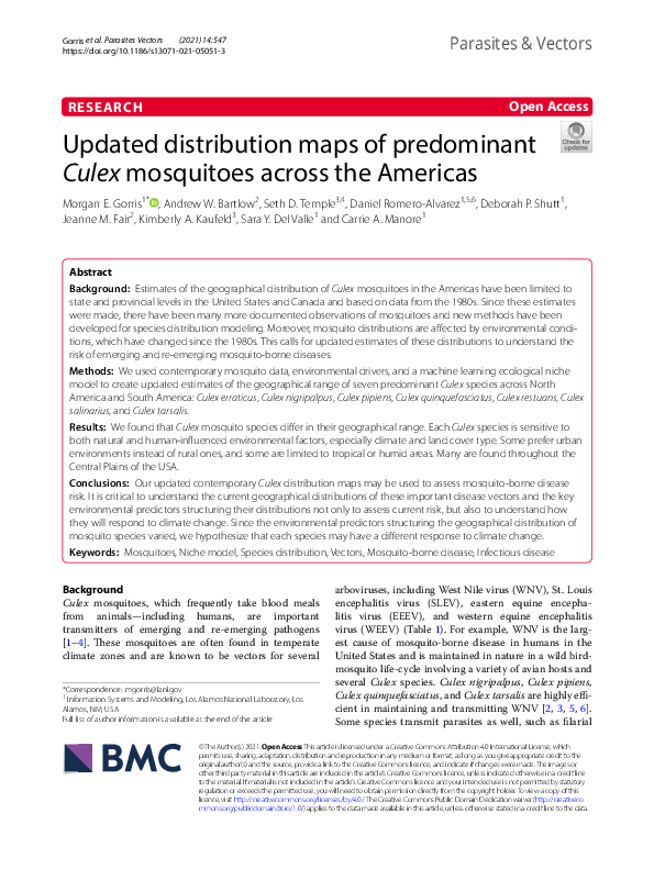 (PDF) Updated distribution maps of predominant Culex mosquitoes across ...