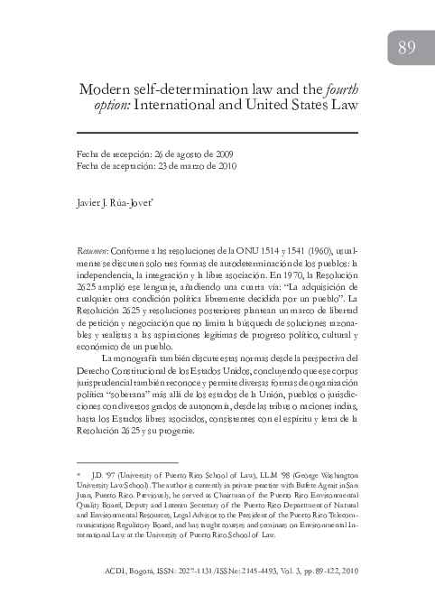 (PDF) Ley de libre determinación moderna y la'cuarta opción': Ley ...