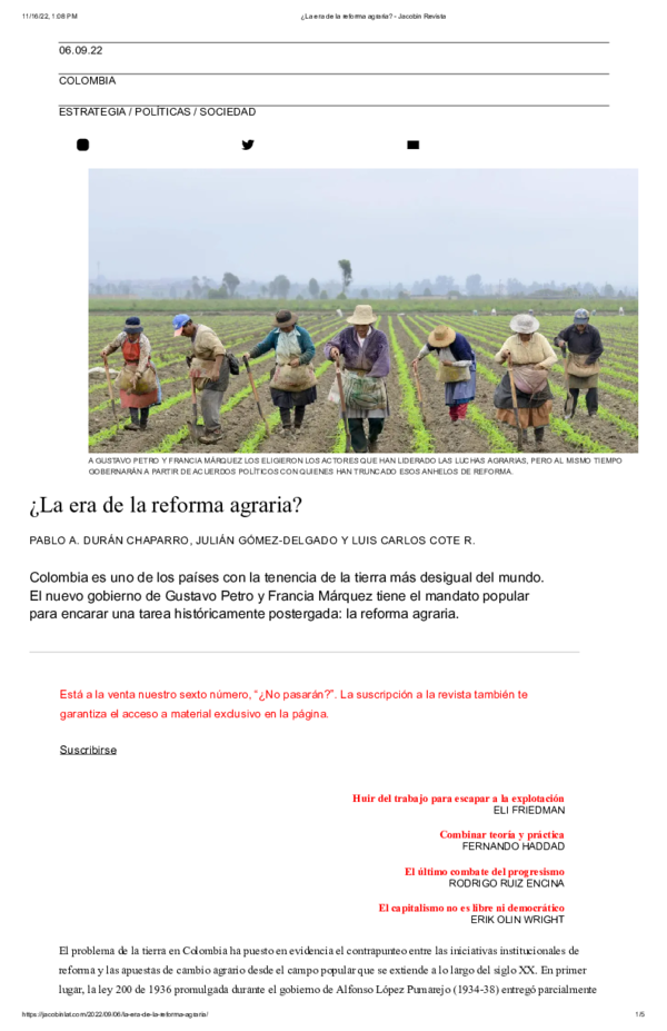 (PDF) La era de la reforma agraria