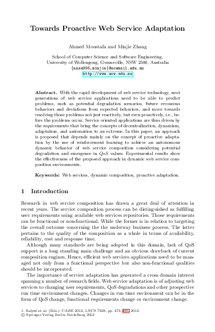 (PDF) Towards Proactive Web Service Adaptation
