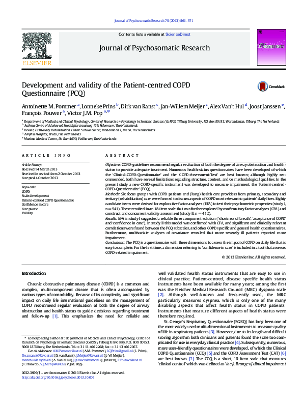 (PDF) Development and validity of the Patient-centred COPD ...