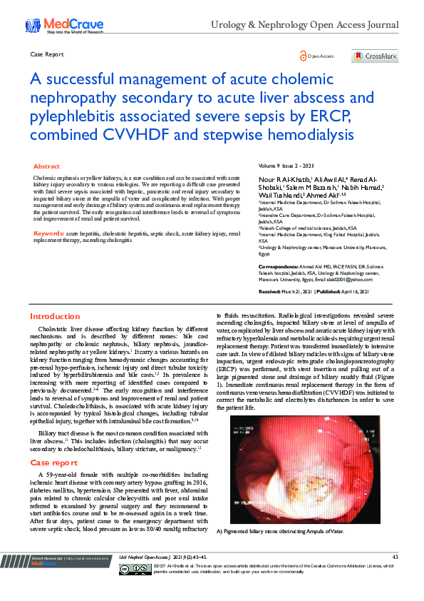 (PDF) A successful management of acute cholemic nephropathy secondary ...