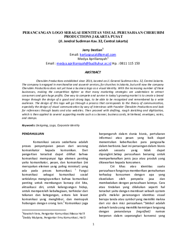 (PDF) Perancangan Logo Sebagai Identitas Visual Perusahaan Cherubim ...