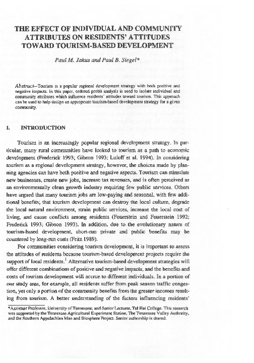 (PDF) The Effect of Individual and Community Attributes on Resident’s ...