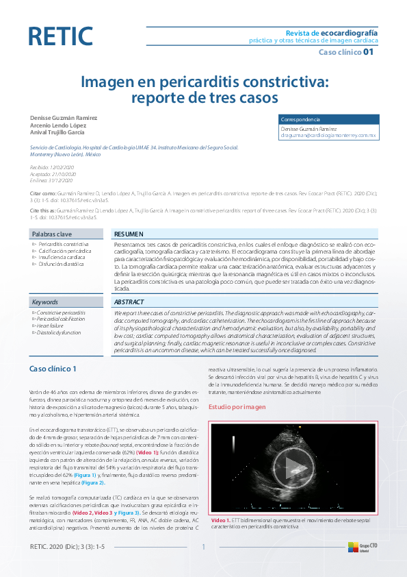 (PDF) Imagen en pericarditis constrictiva: reporte de tres casos