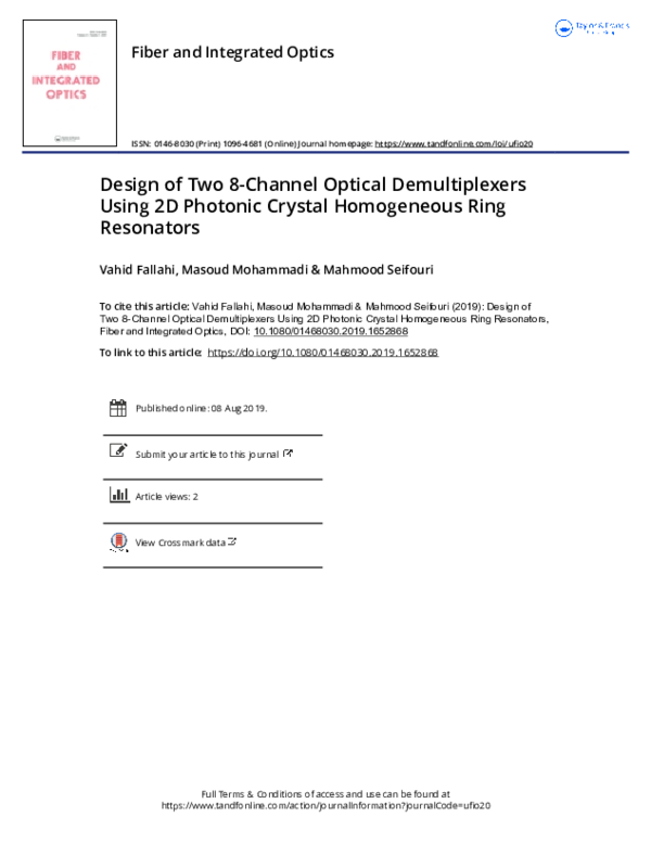 (PDF) Design of Two 8-Channel Optical Demultiplexers Using 2D Photonic ...