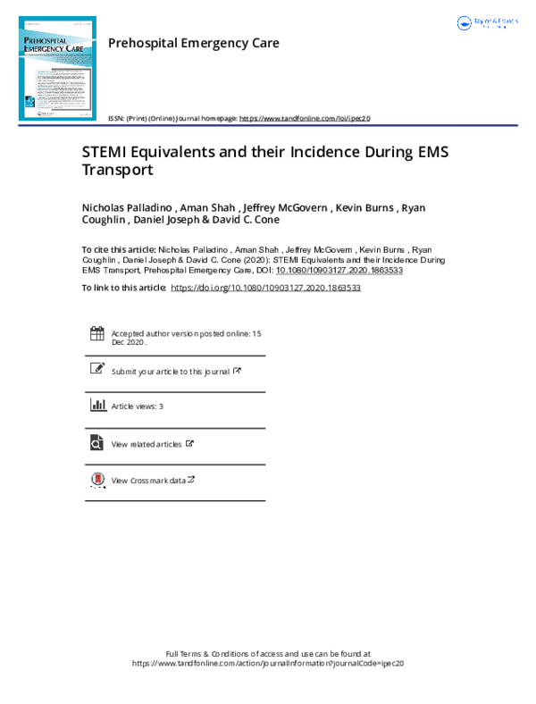 (PDF) STEMI Equivalents and Their Incidence during EMS Transport