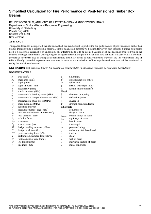 (PDF) Simplified Calculation for Fire Performance of Post-Tensioned ...