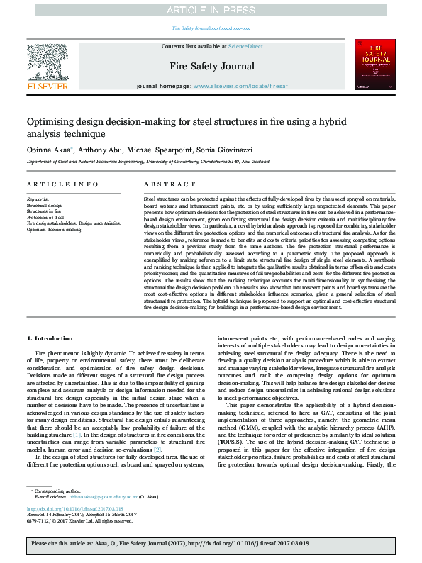 (PDF) Optimising design decision-making for steel structures in fire ...