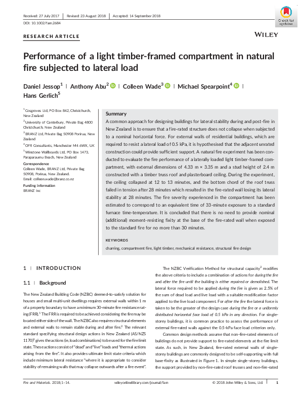 (PDF) Performance of a light timber‐framed compartment in natural fire ...