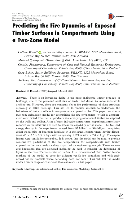 (PDF) Predicting the Fire Dynamics of Exposed Timber Surfaces in ...