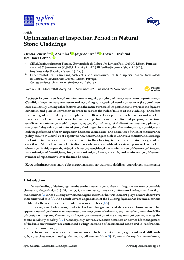 (PDF) Optimization of Inspection Period in Natural Stone Claddings