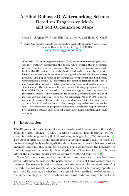(PDF) A Blind Robust 3D-Watermarking Scheme Based on Progressive Mesh ...