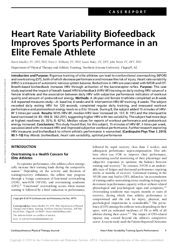 (PDF) Heart Rate Variability Biofeedback Improves Sports Performance in ...