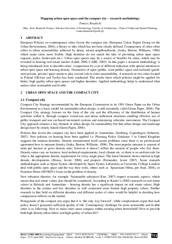 (PDF) Mapping urban open space and the compact city-research methodology (PDF) Mapping urban open space and the compact city-research methodology