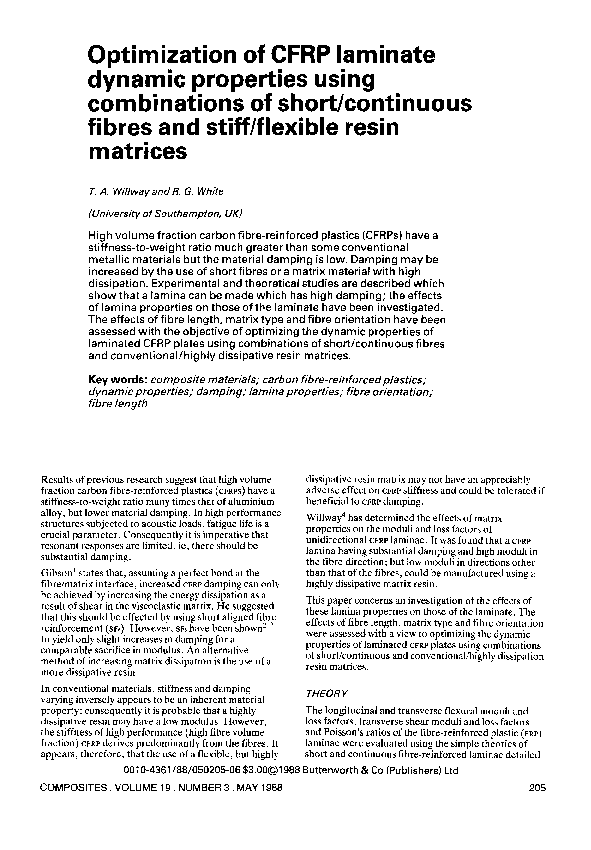 Optimization Of Cfrp Laminate Dynamic Properties Using Combinations Of