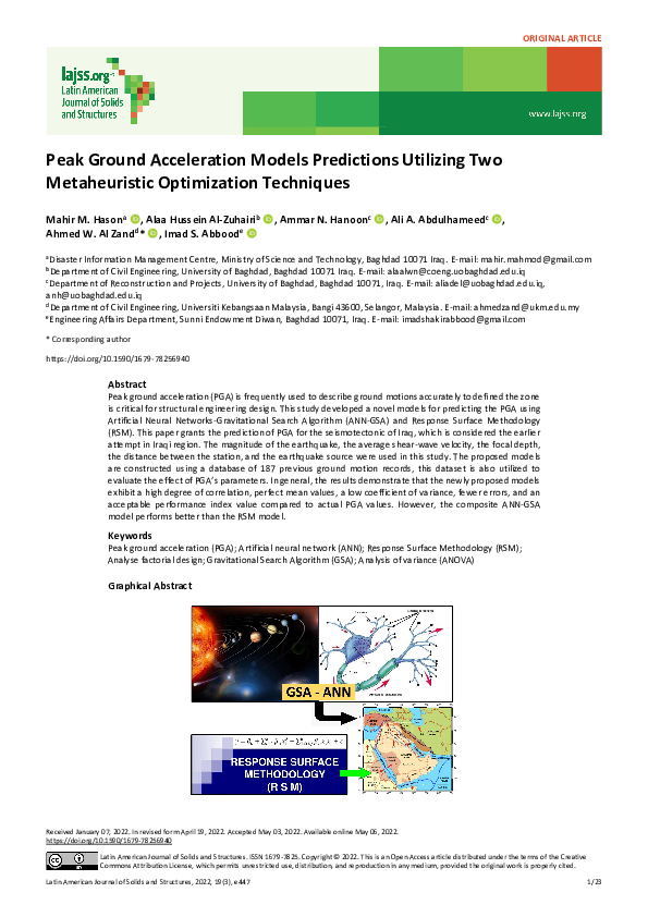 (PDF) Peak Ground Acceleration Models Predictions Utilizing Two Metaheuristic Optimization ...