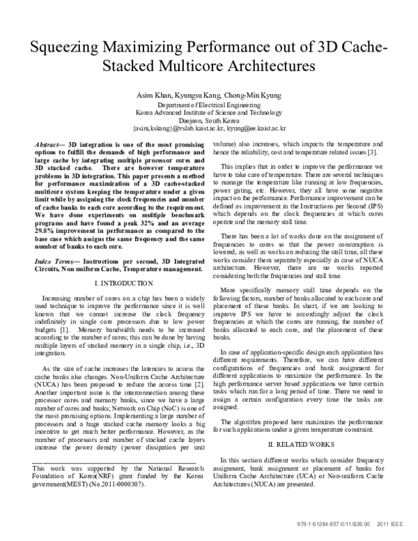 (PDF) Squeezing maximizing performance out of 3D cache-stacked multicore architectures