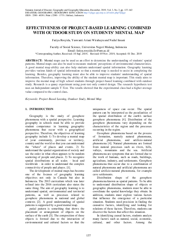 (PDF) Effectiveness of Project-Based Learning Combined with Outdoor ...