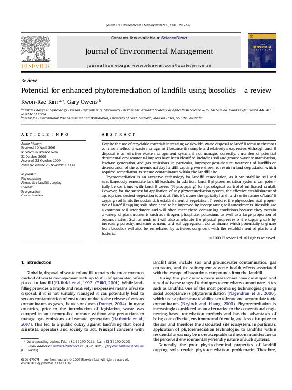 (PDF) Potential for enhanced phytoremediation of landfills using ...