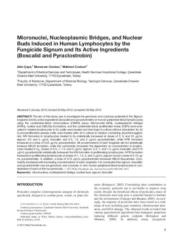 (PDF) Micronuclei, nucleoplasmic bridges, and nuclear buds induced in ...
