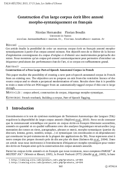 (PDF) Construction of a Free Large Part-of-Speech Annotated Corpus in ...