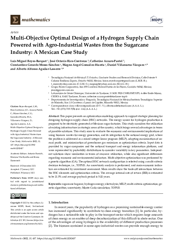 Pdf Multi Objective Optimal Design Of A Hydrogen Supply Chain Powered