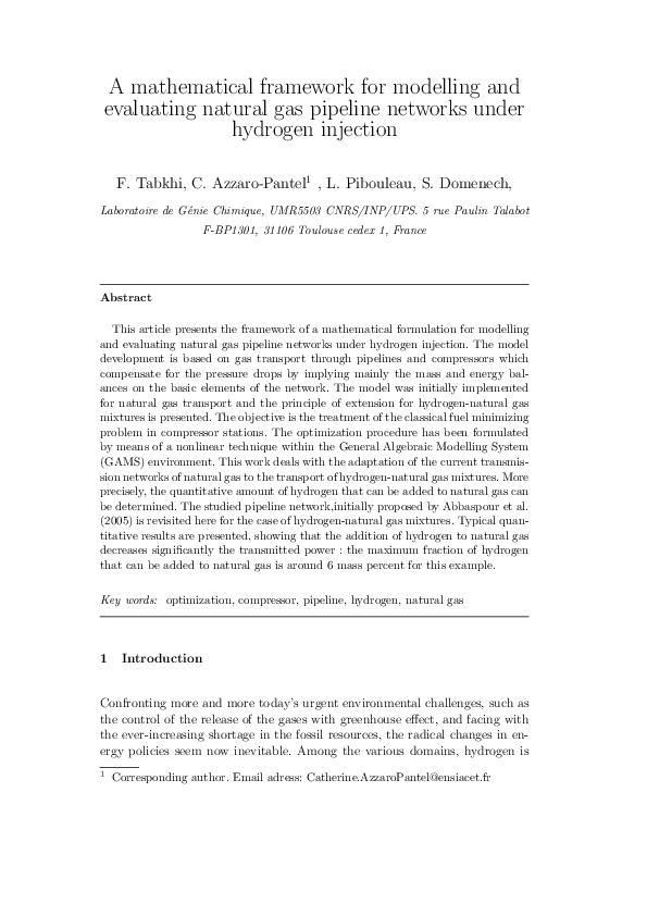(PDF) A mathematical framework for modelling and evaluating natural gas pipeline networks under ...