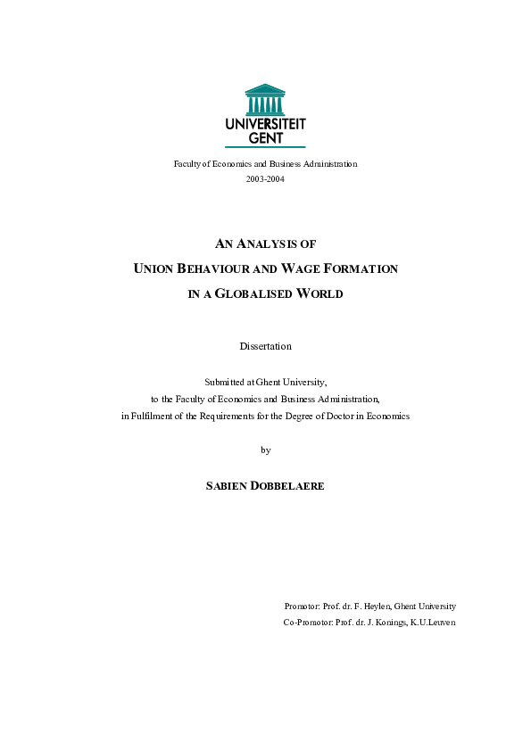(PDF) An analysis of union behaviour and wage formation in a globalised world | S Dobbelaere ...