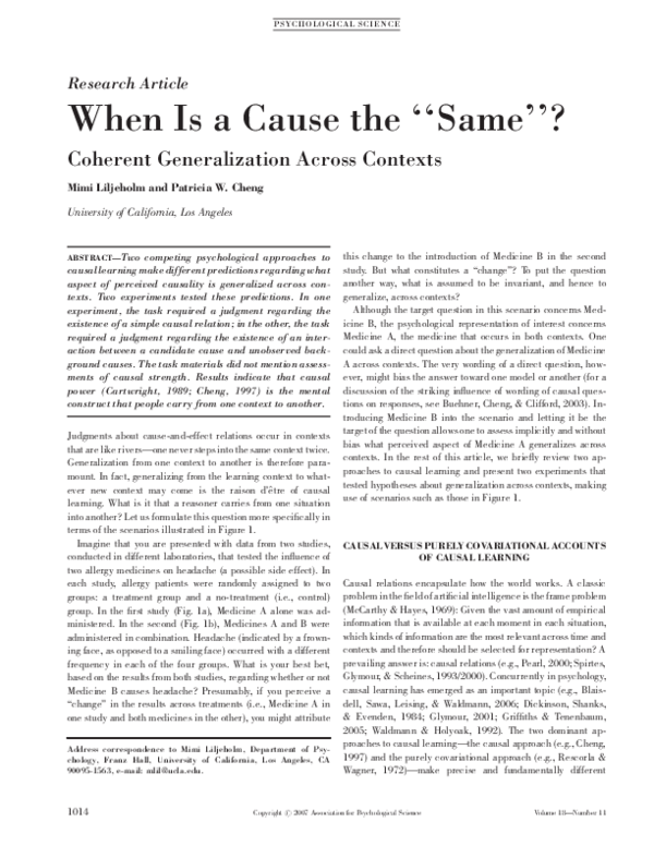 (PDF) When Is a Cause the “Same”?