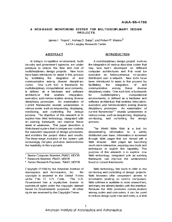Pdf A Web Based Monitoring System For Multidisciplinary Design Projects