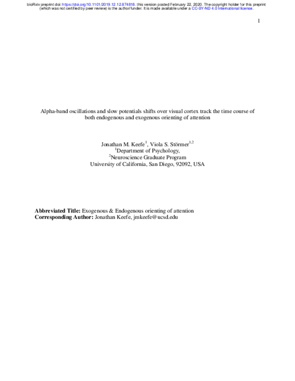 (PDF) Voluntary and involuntary orienting of attention elicit similar lateralized changes in ...