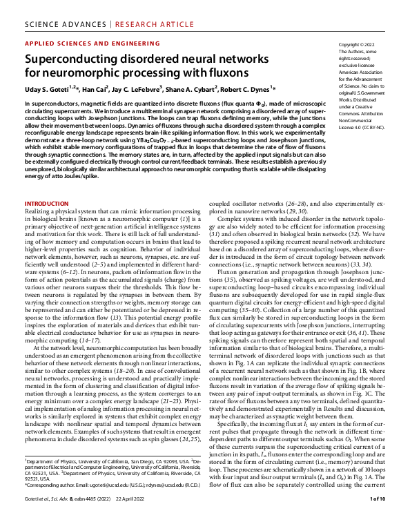 (PDF) Superconducting disordered neural networks for neuromorphic processing with fluxons