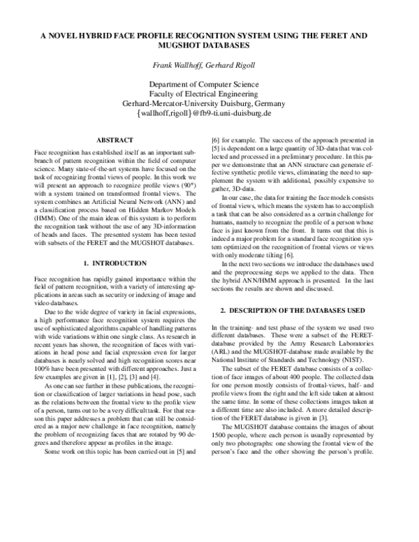 (PDF) A novel hybrid face profile recognition system using the FERET ...