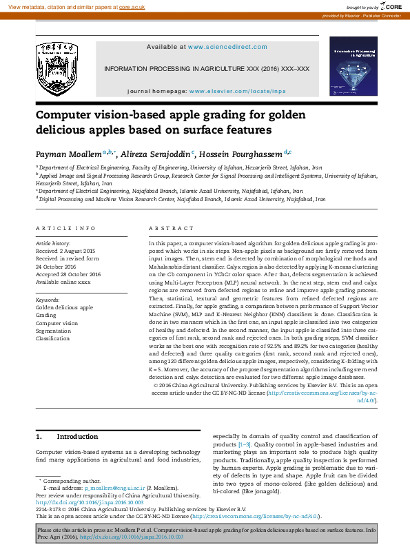 (PDF) Computer vision-based apple grading for golden delicious apples ...
