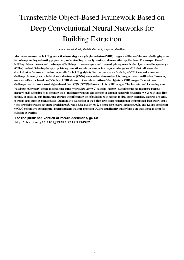 Pdf Transferable Object Based Framework Based On Deep Convolutional Neural Networks For