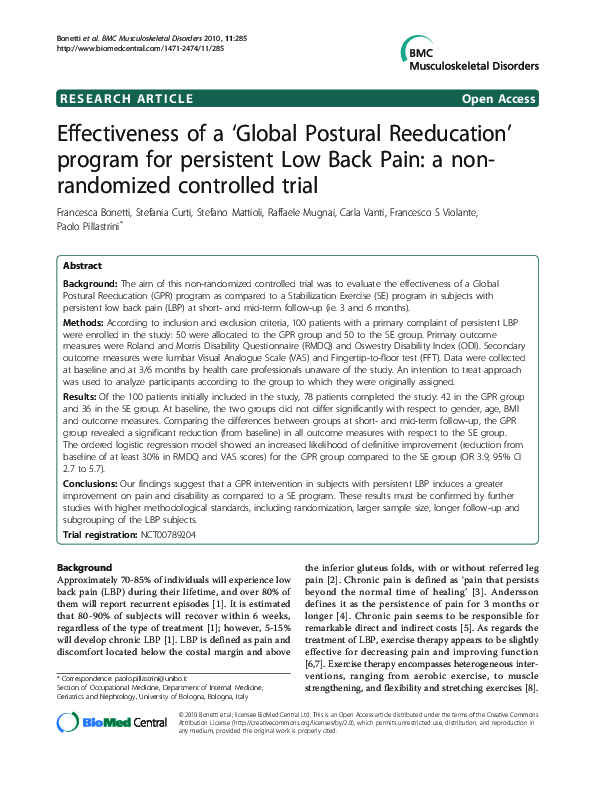 (PDF) Effectiveness of a 'Global Postural Reeducation' program for ...