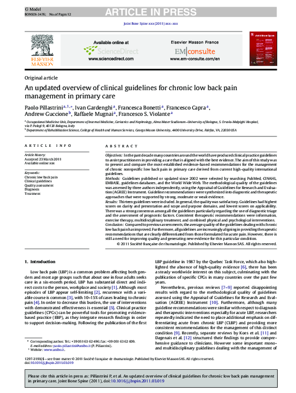 (PDF) An updated overview of clinical guidelines for chronic low back ...