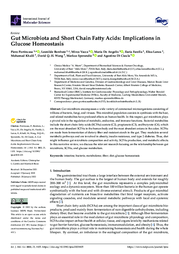 (PDF) Gut Microbiota and Short Chain Fatty Acids: Implications in Glucose Homeostasis
