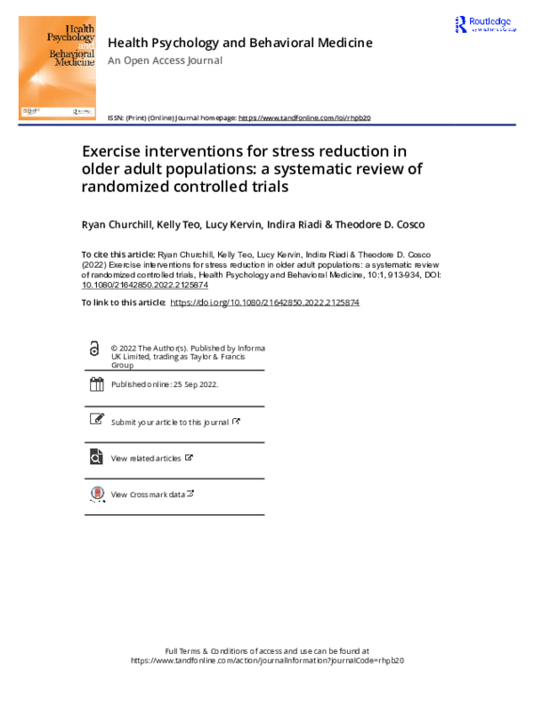 (PDF) Exercise interventions for stress reduction in older adult populations: a systematic ...
