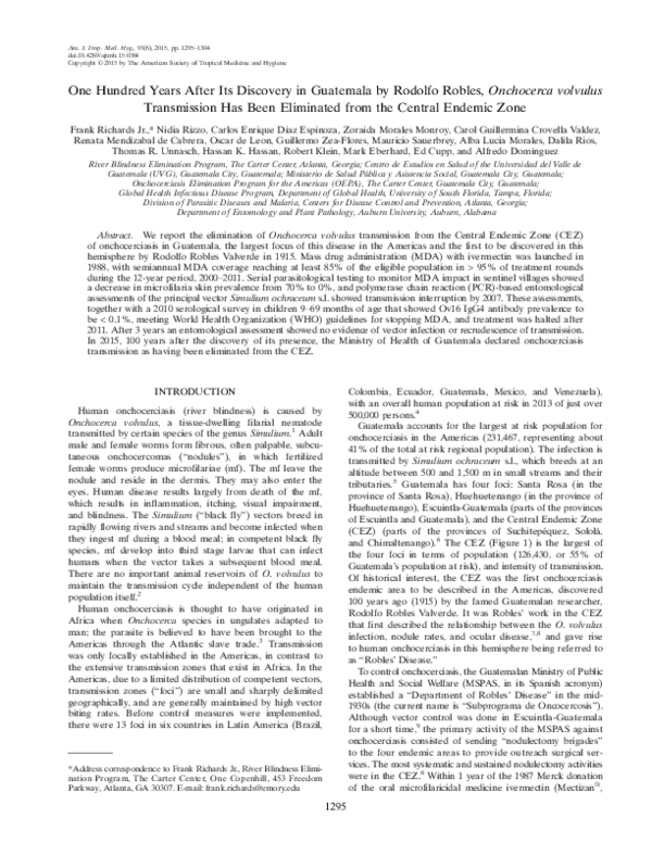 (PDF) One Hundred Years After Its Discovery in Guatemala by Rodolfo ...